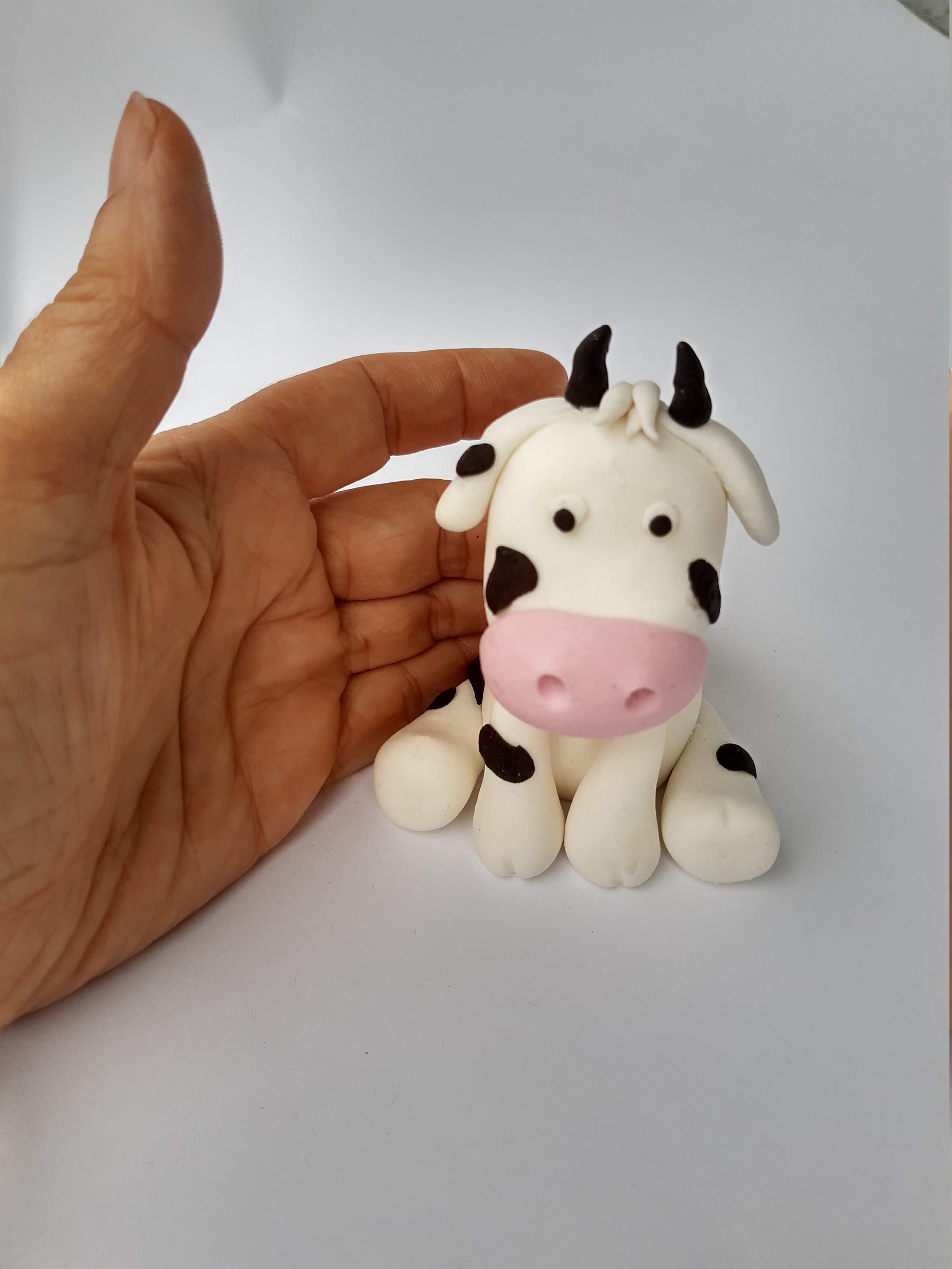Pastel fondant vaca Topper hecho a mano Toppers pastel comestible ...