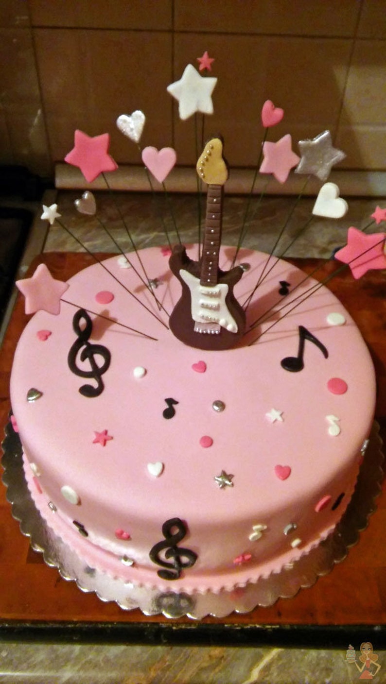Guitar Cake Topper Fondant Cake Topper Music Instruments Fondant Cake ...