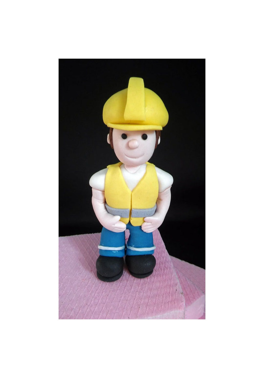 Builder Construction Worker Cake Topper Fondant Digger Construction ...