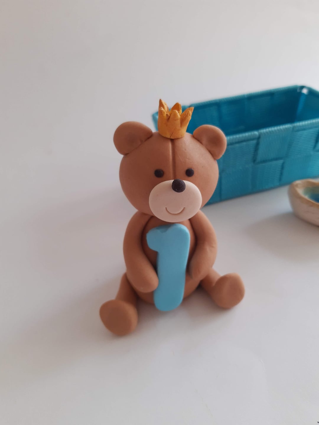 Fondant Bear Cake Topper With Gold Crown for 1st Birthday or Other ...