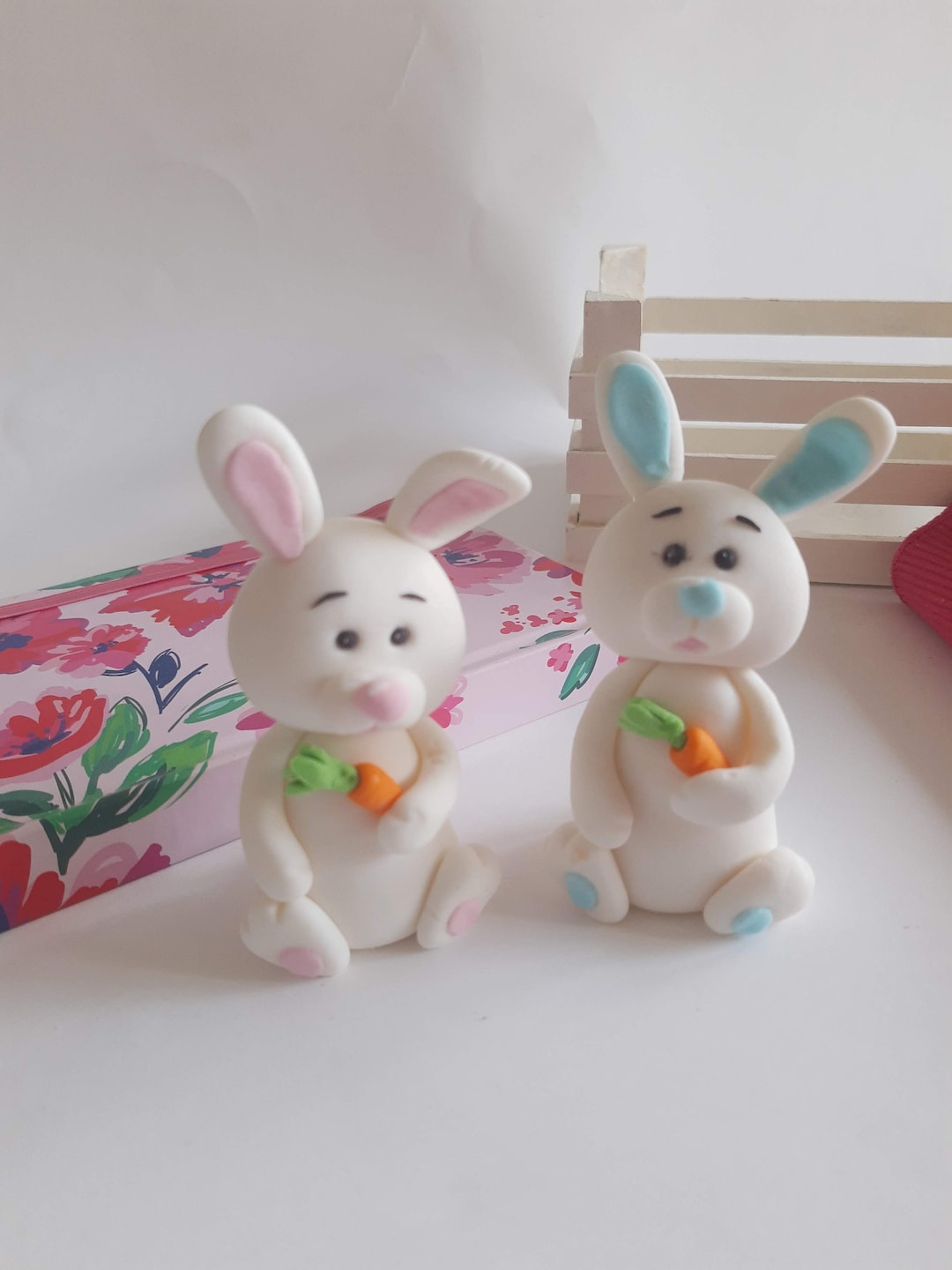 Easter Bunny Cake Topper Cute Baby Rabbit Fondant Topper Animal Themed ...
