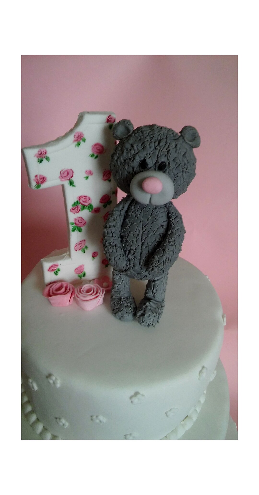 Teddy Bear Fondant Cake Topper First Birthday Topper Number 1 - Etsy