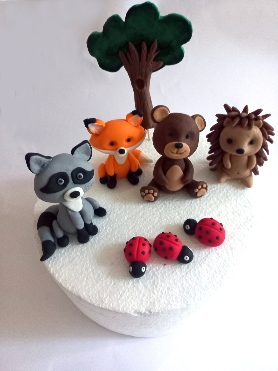 Forest Animal Cake Toppers Fondant Handmade Edible Decorations Baby ...