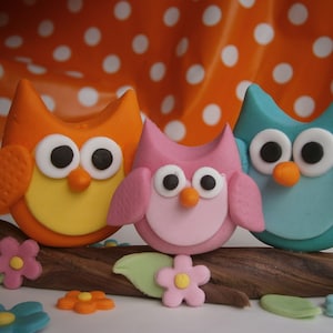 Owl Cake Toppers, Fondant Cake Toppers, Cake Decoration, Cake Topper ...