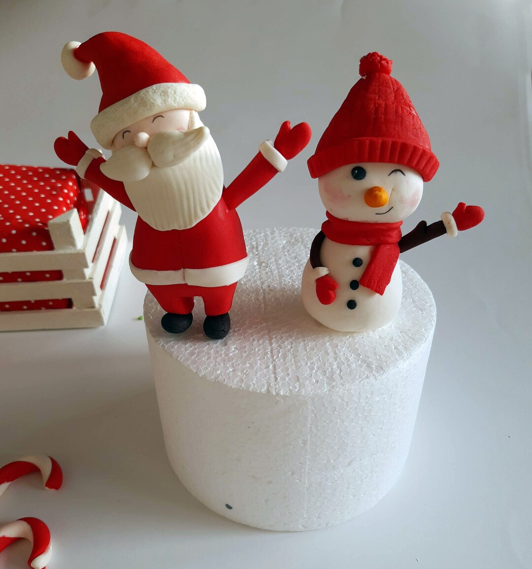 Christmas Santa and Snowman Fondant Cake Topper Edible Christmas Cake ...