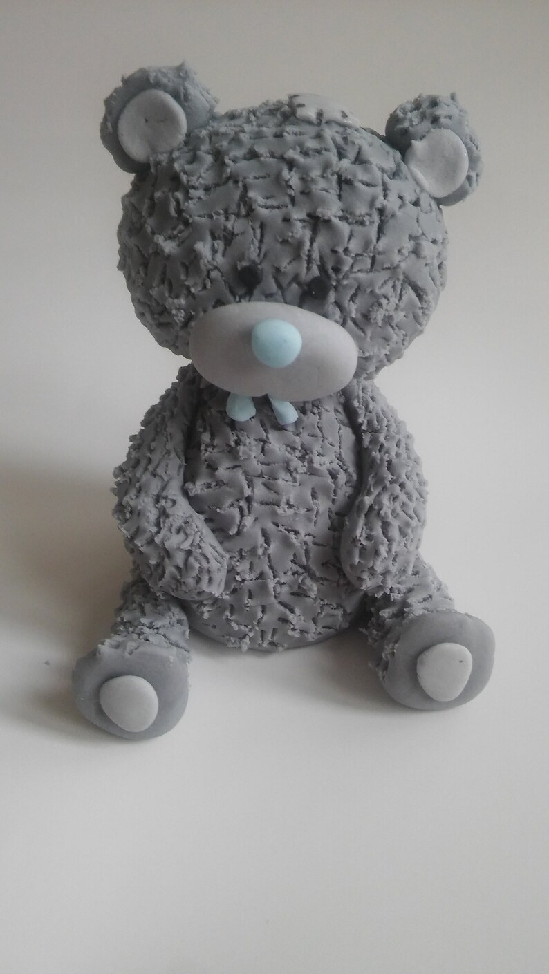 Cute Teddy Bear Fondant Cake Topper First Birthday Toppers Baby Shower ...