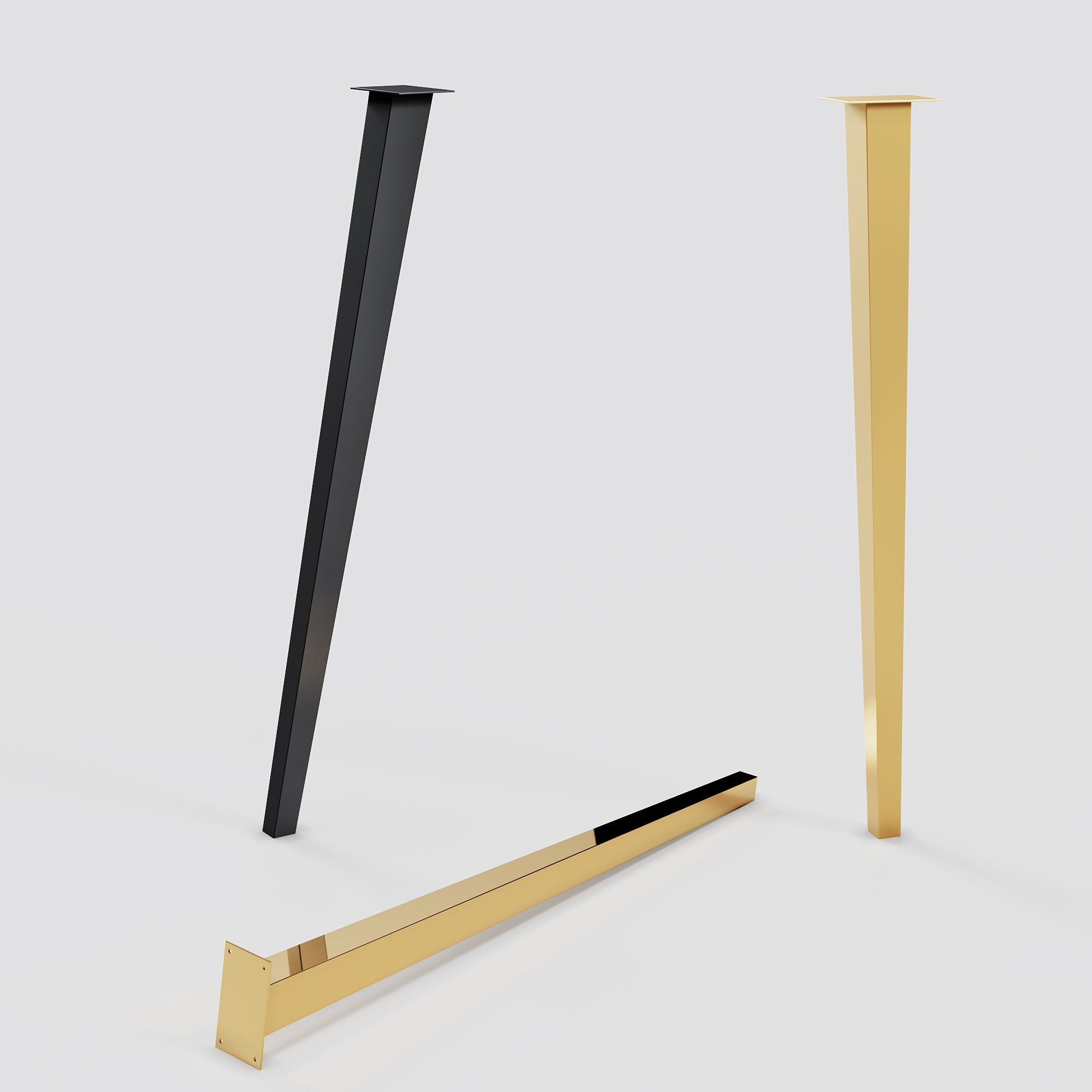 Set of 4 Gold Square Tapered Dining Table Metal Legs, Dining Table Legs ...