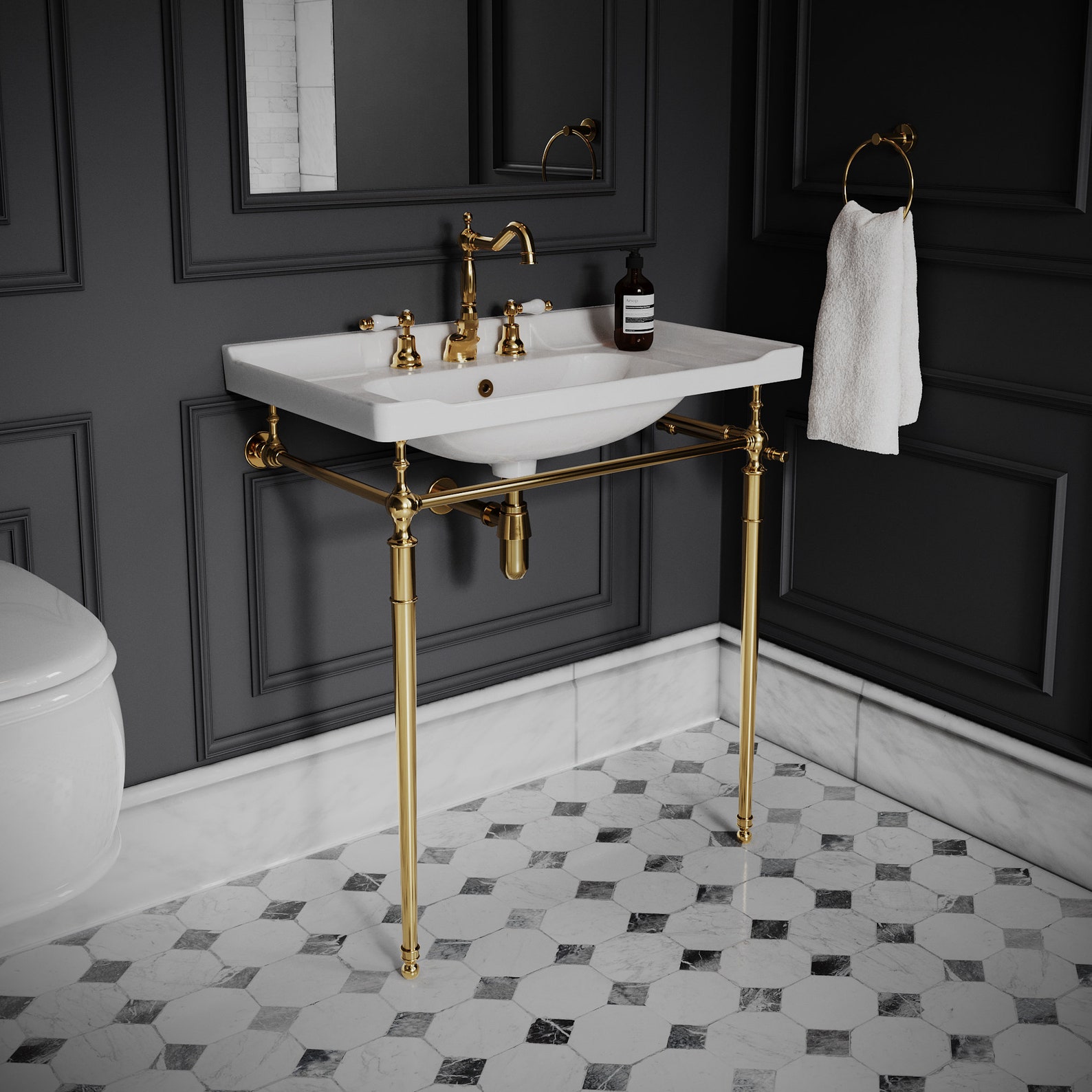 Gold Wall-mount Console Sink Base Brass Edwardian Sink Base - Etsy