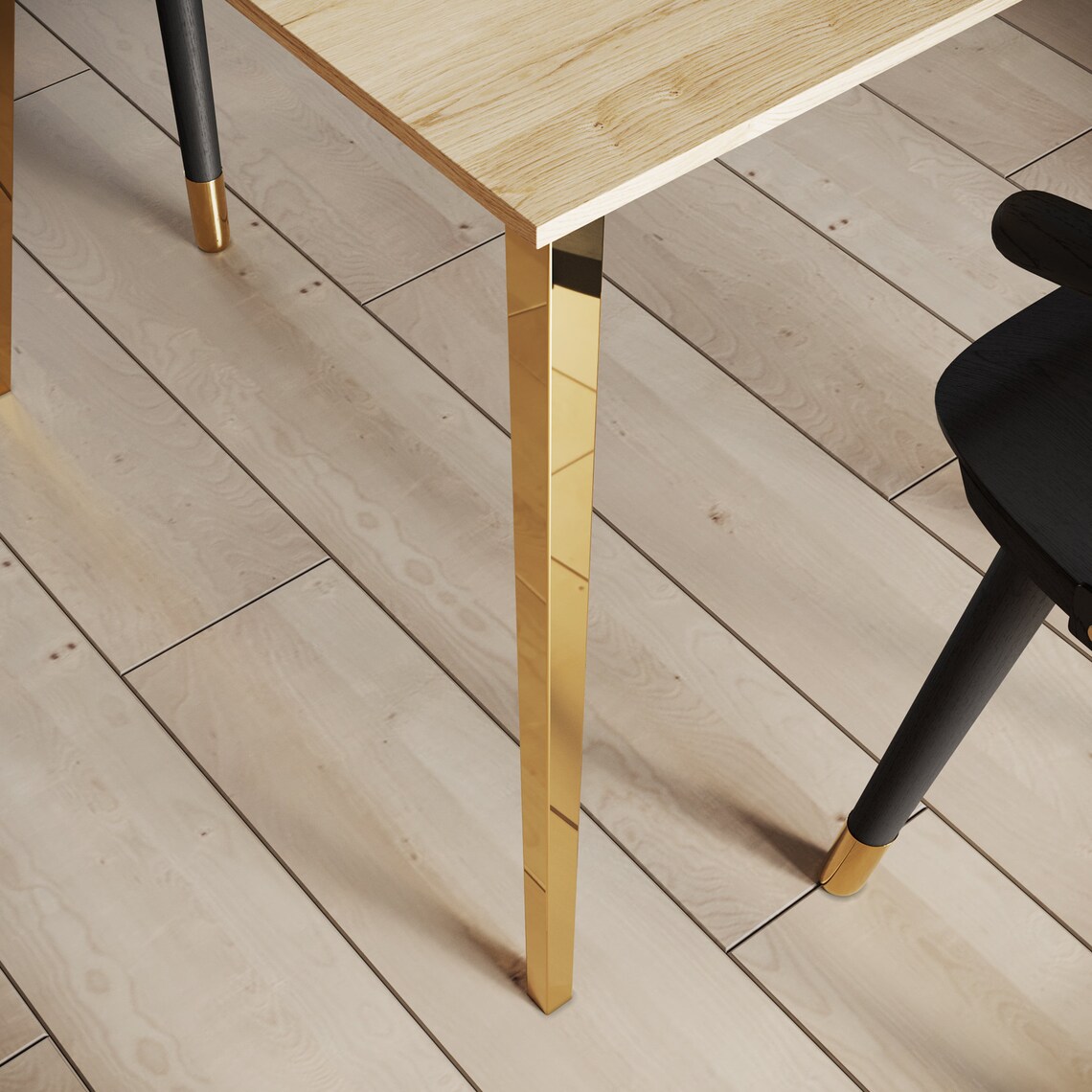 Set of 4 Gold Square Tapered Dining Table Metal Legs, Dining Table Legs ...