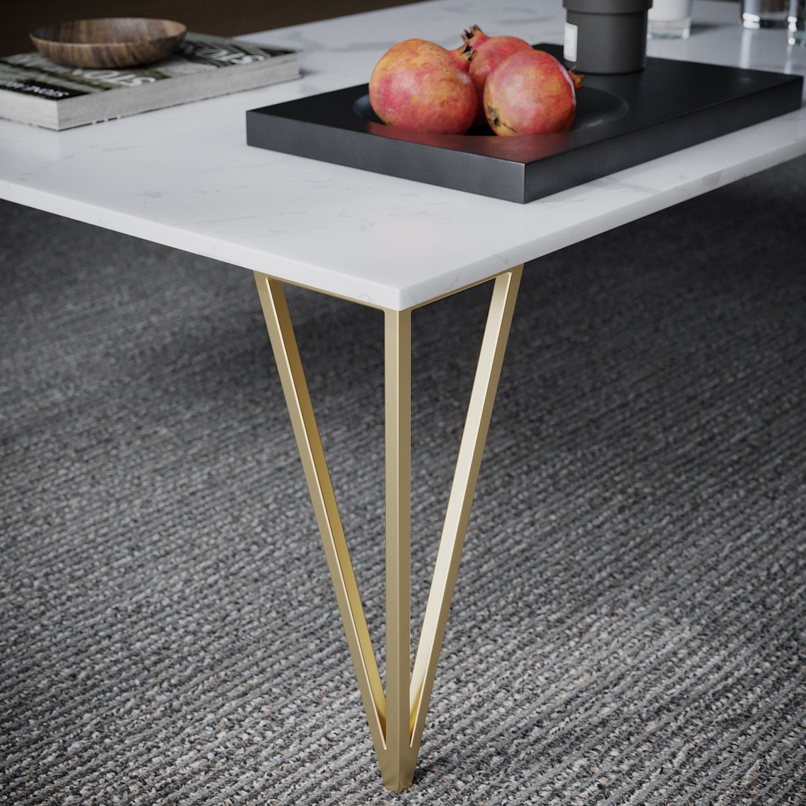 16'' Tapered Legs, Brass Table Legs, 12'' -16'', Bench Legs, Gold Bench ...