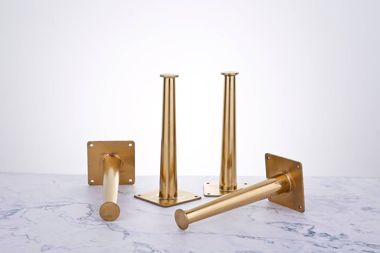 Brass Plated Tapered Sofa Legs, Mid-century Modern Furniture Feet, Set ...