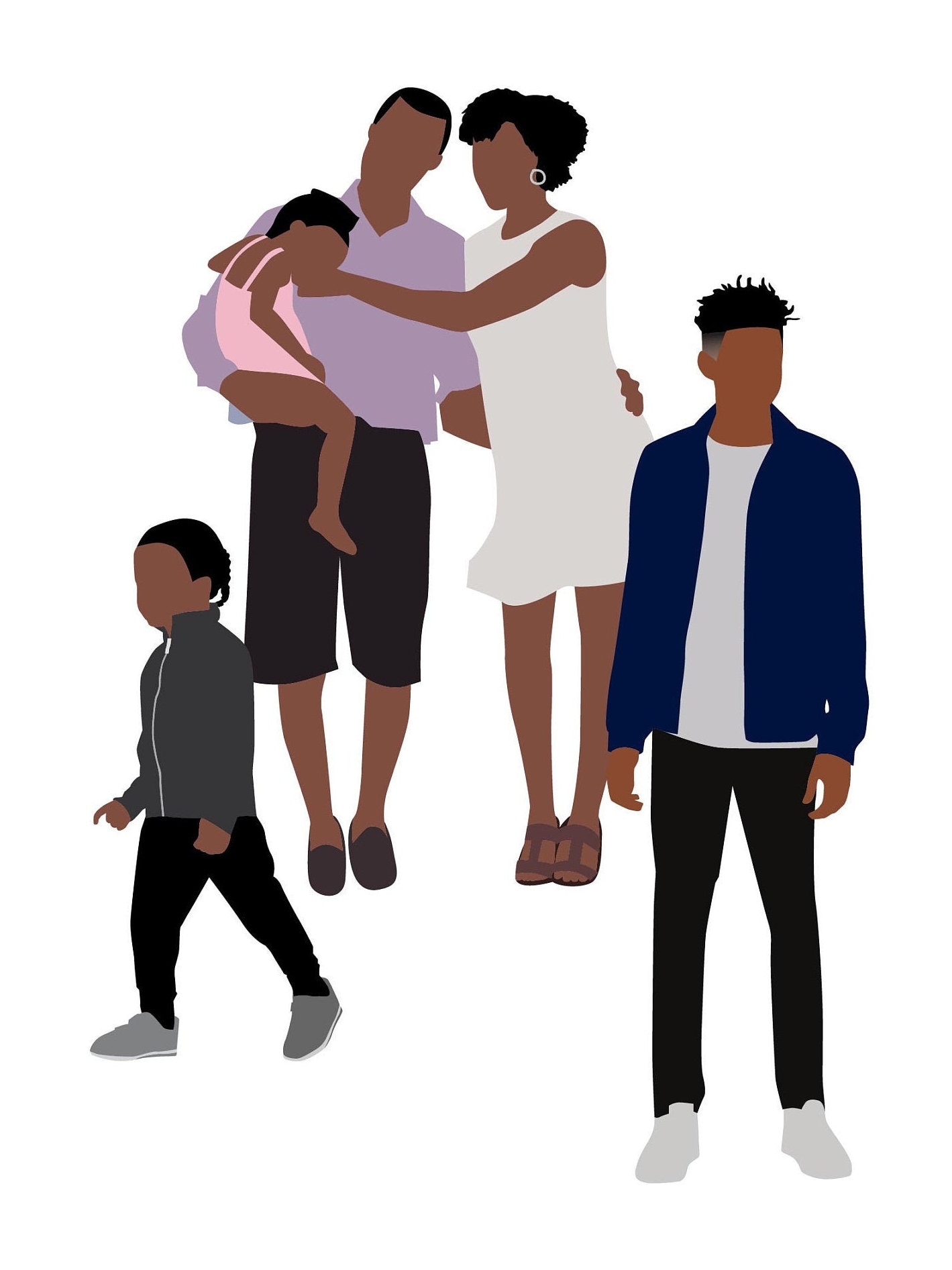 Flat Vector People Pack [family] - Clipart AI EPS PNG Human Person Man Woman Children ...