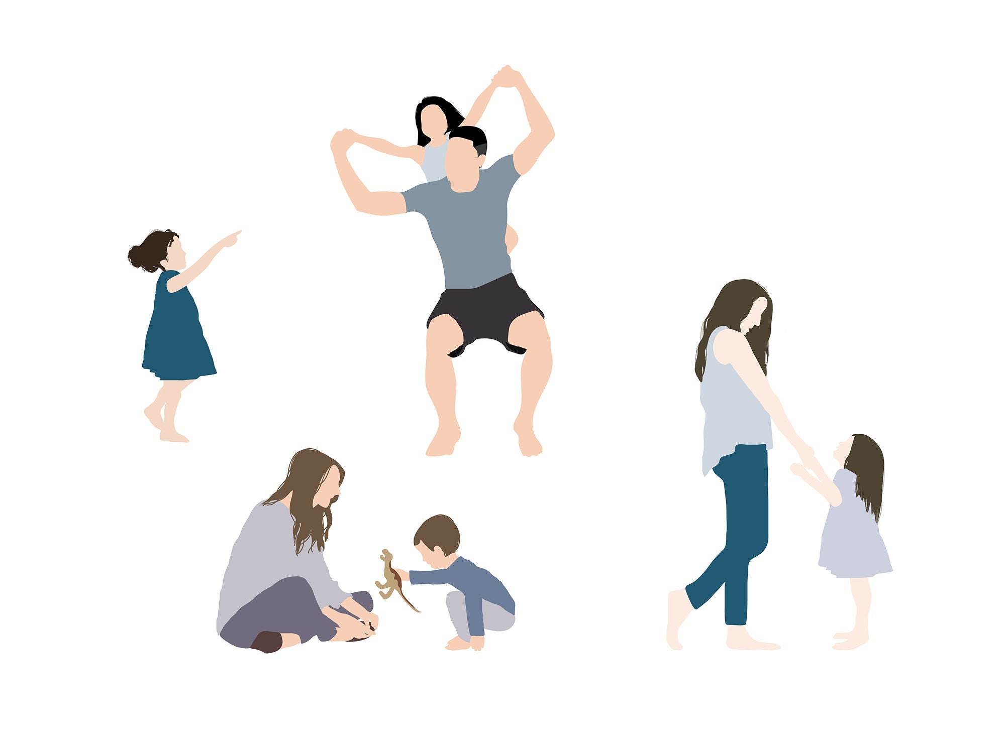 Flat Vector People Pack family Indoor Clipart AI EPS PNG Human Person ...