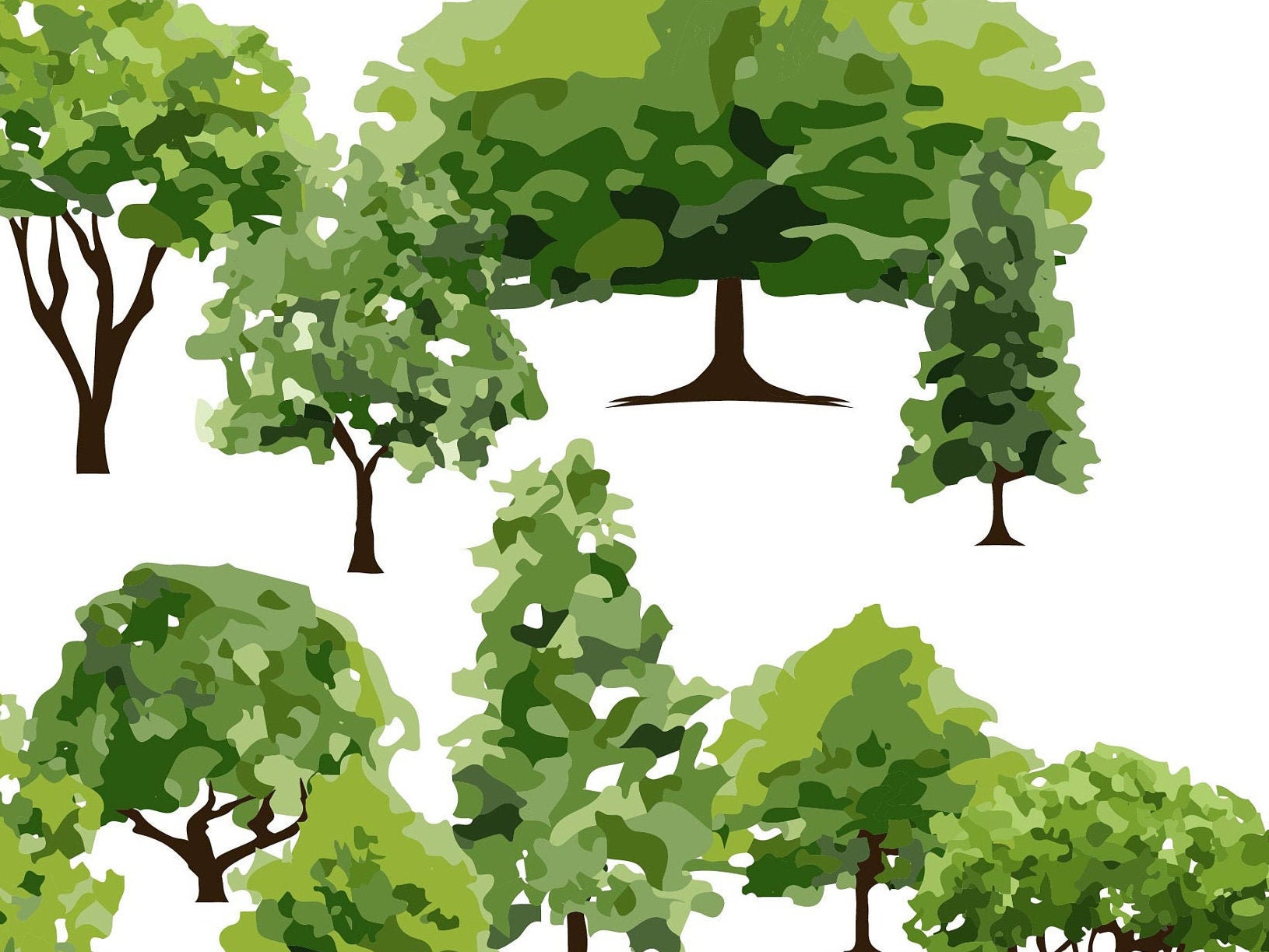 Flat Vector Tree Silhouette [watercolor/abstract/painted]- Clipart AI ...