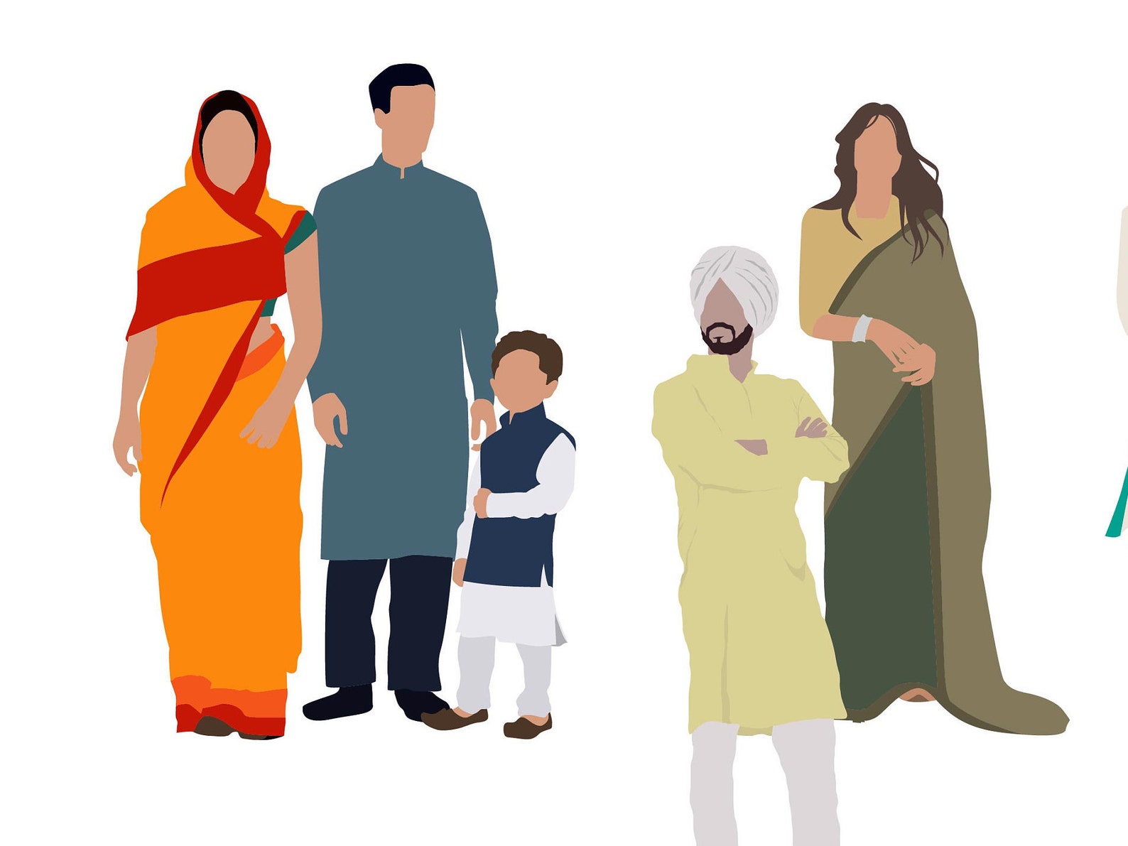 Flat Vector People Pack [indian Ethnic Wear] - Clipart AI EPS PNG Human ...