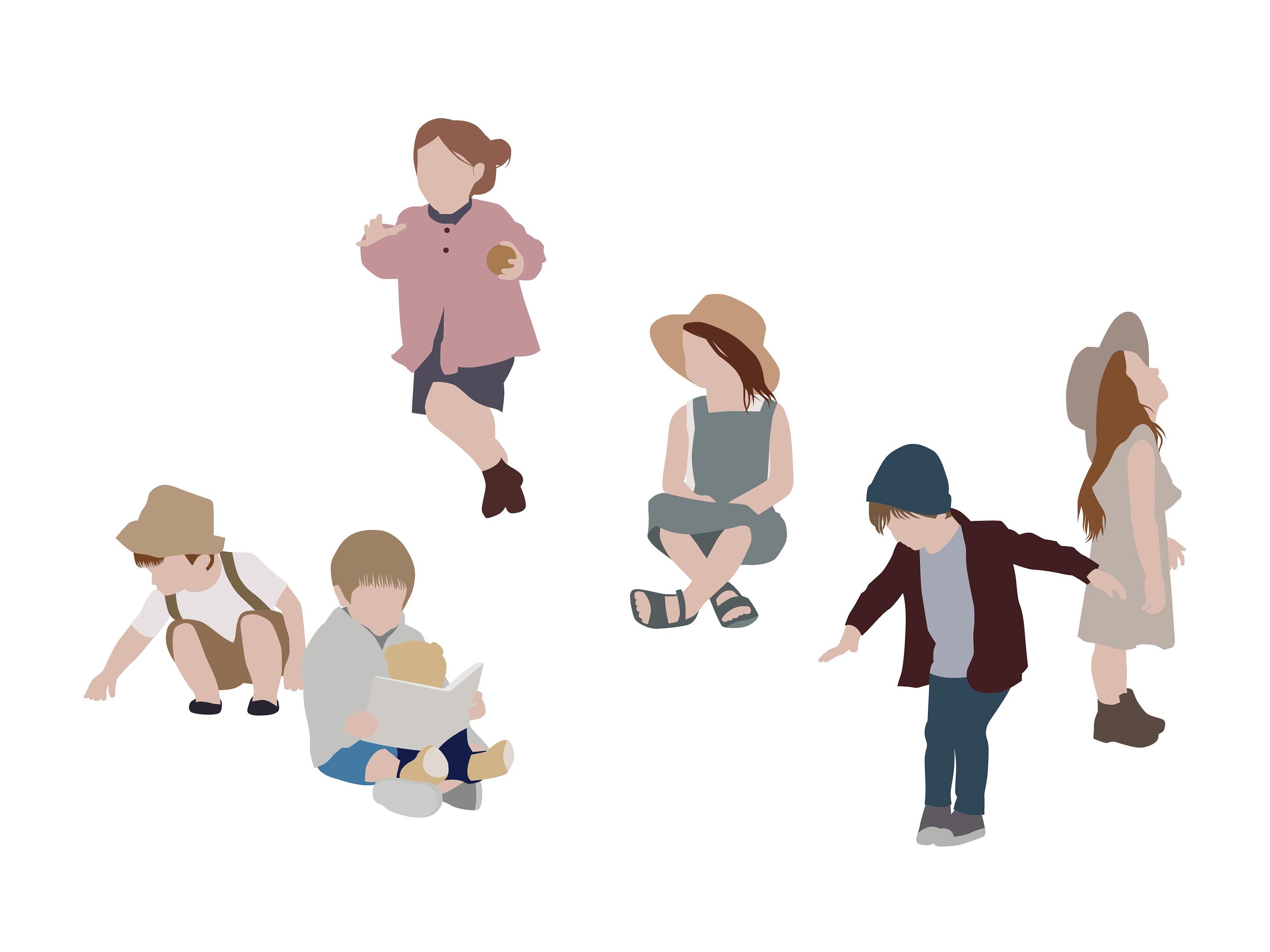 Flat Vector People Pack [children] - Clipart AI EPS PNG Human Person ...
