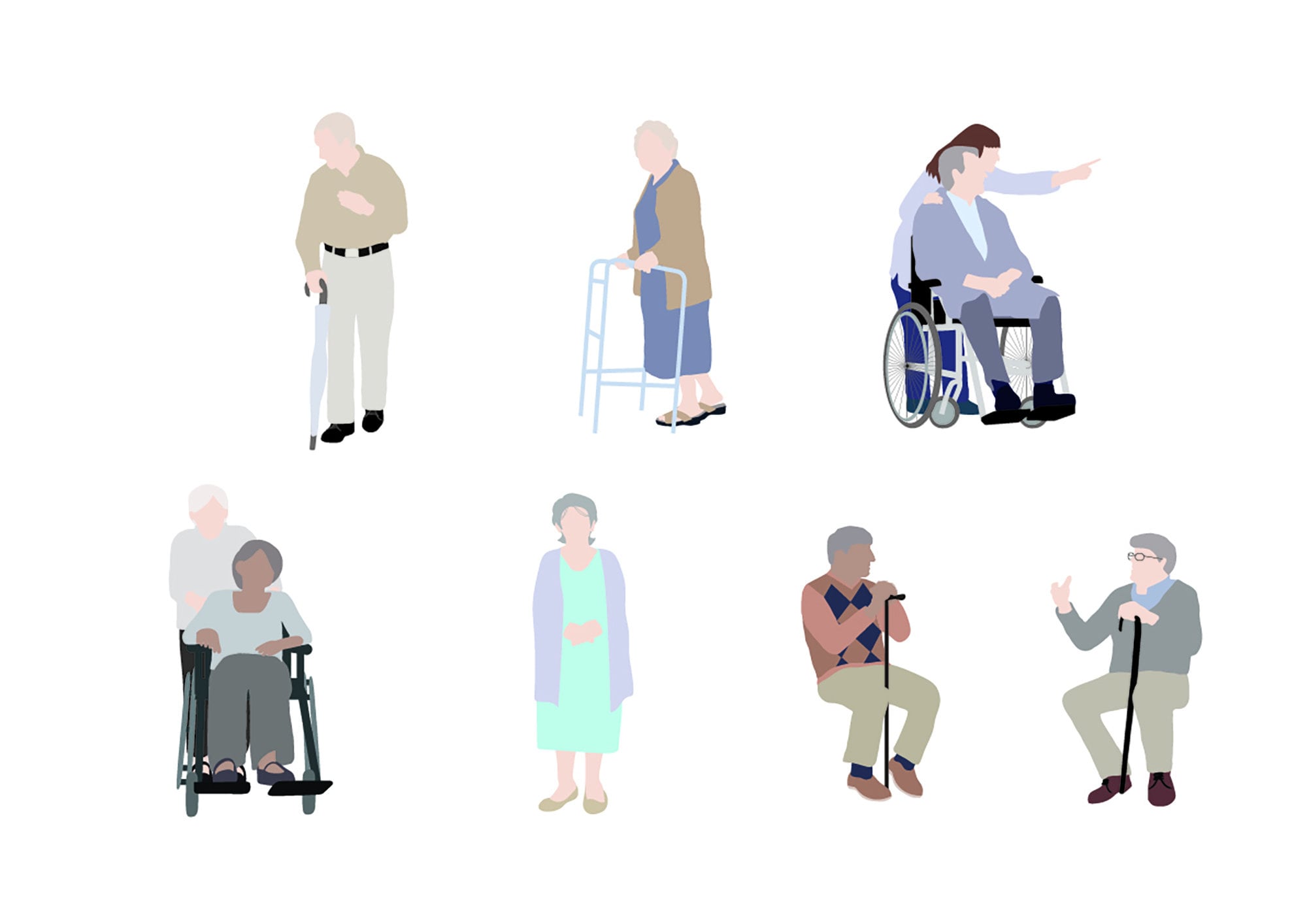 Flat Vector People Pack [elderly] - Clipart AI EPS PNG Human Person ...