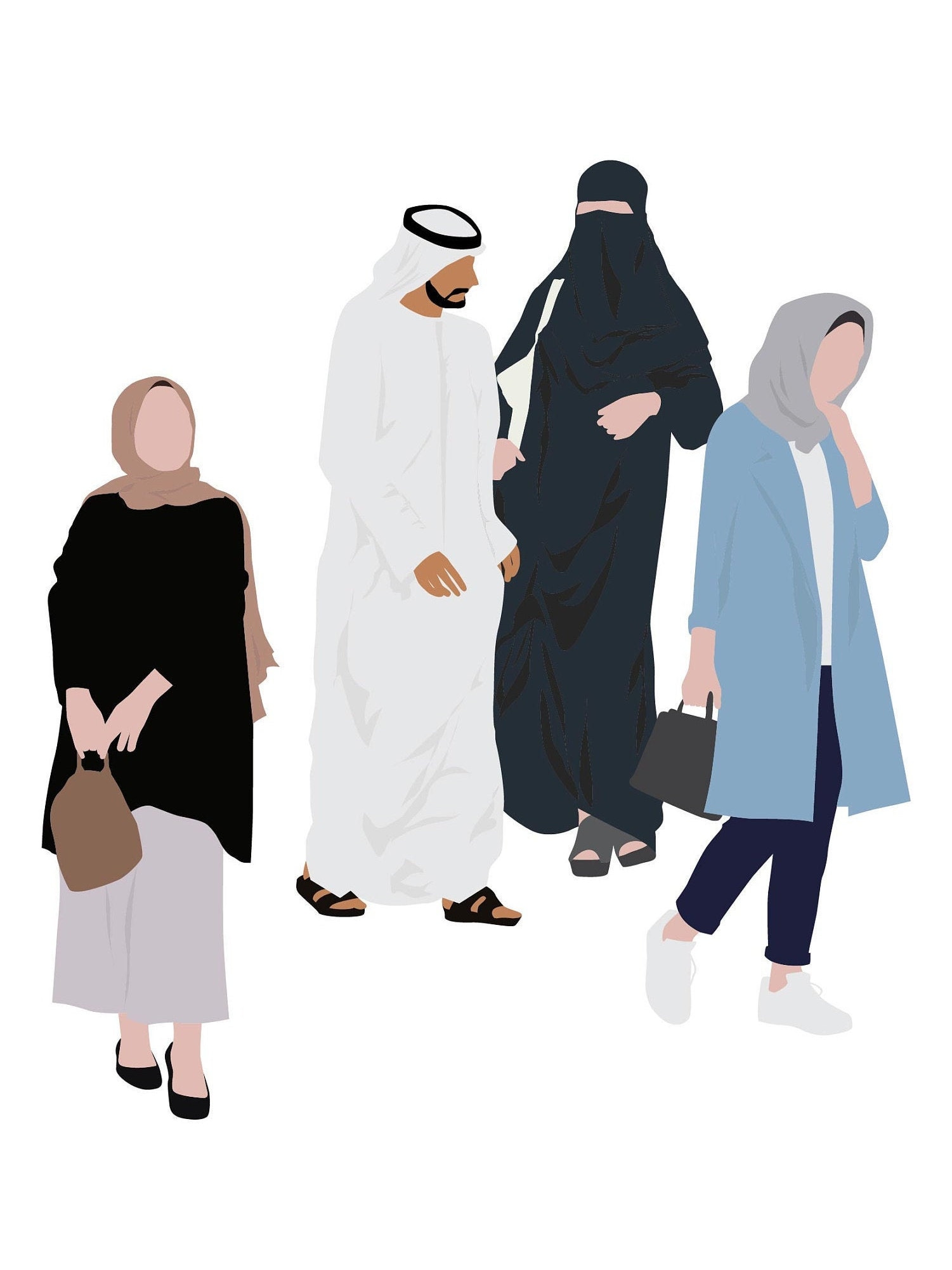 Flat Vector People Pack [arab Ethnic Wear] - Clipart AI EPS PNG Family ...