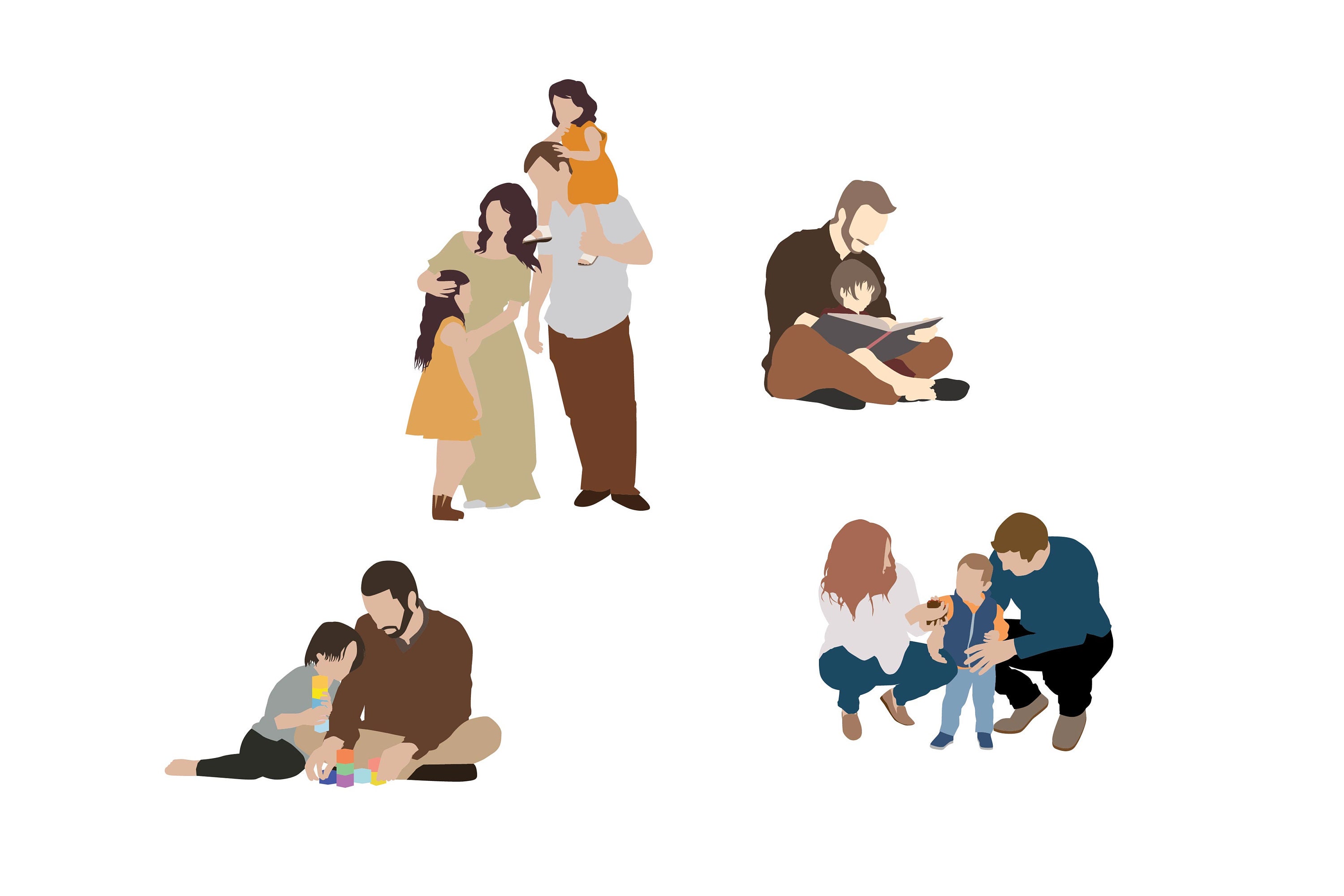 Flat Vector People Pack family Indoor Clipart AI EPS PNG Human Person Man Woman Children ...