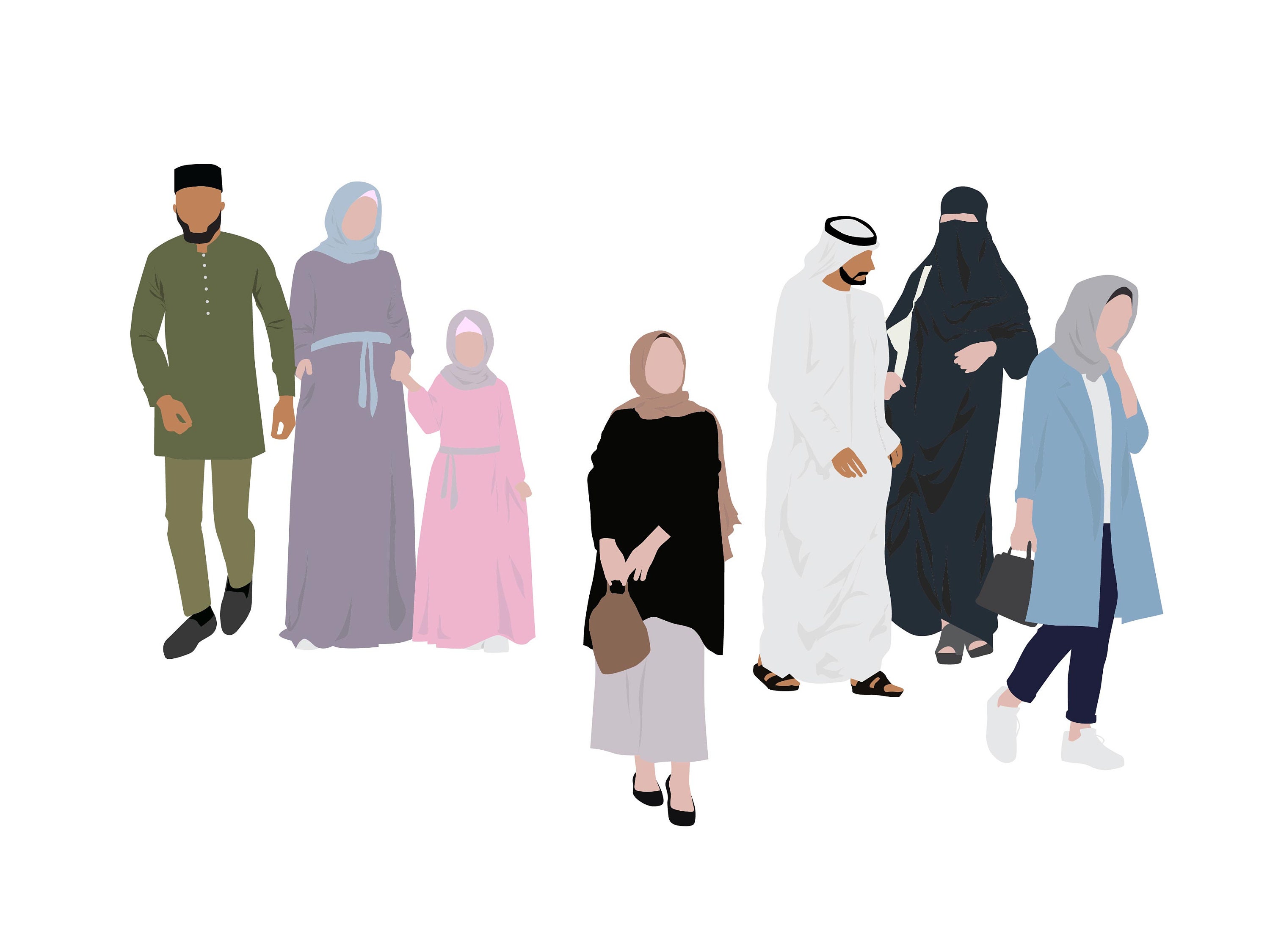 Flat Vector People Pack [arab Ethnic Wear] - Clipart AI EPS PNG Family ...