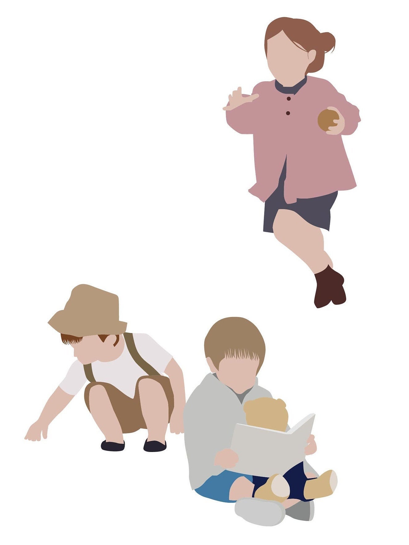 Flat Vector People Pack [children] - Clipart AI EPS PNG Human Person ...