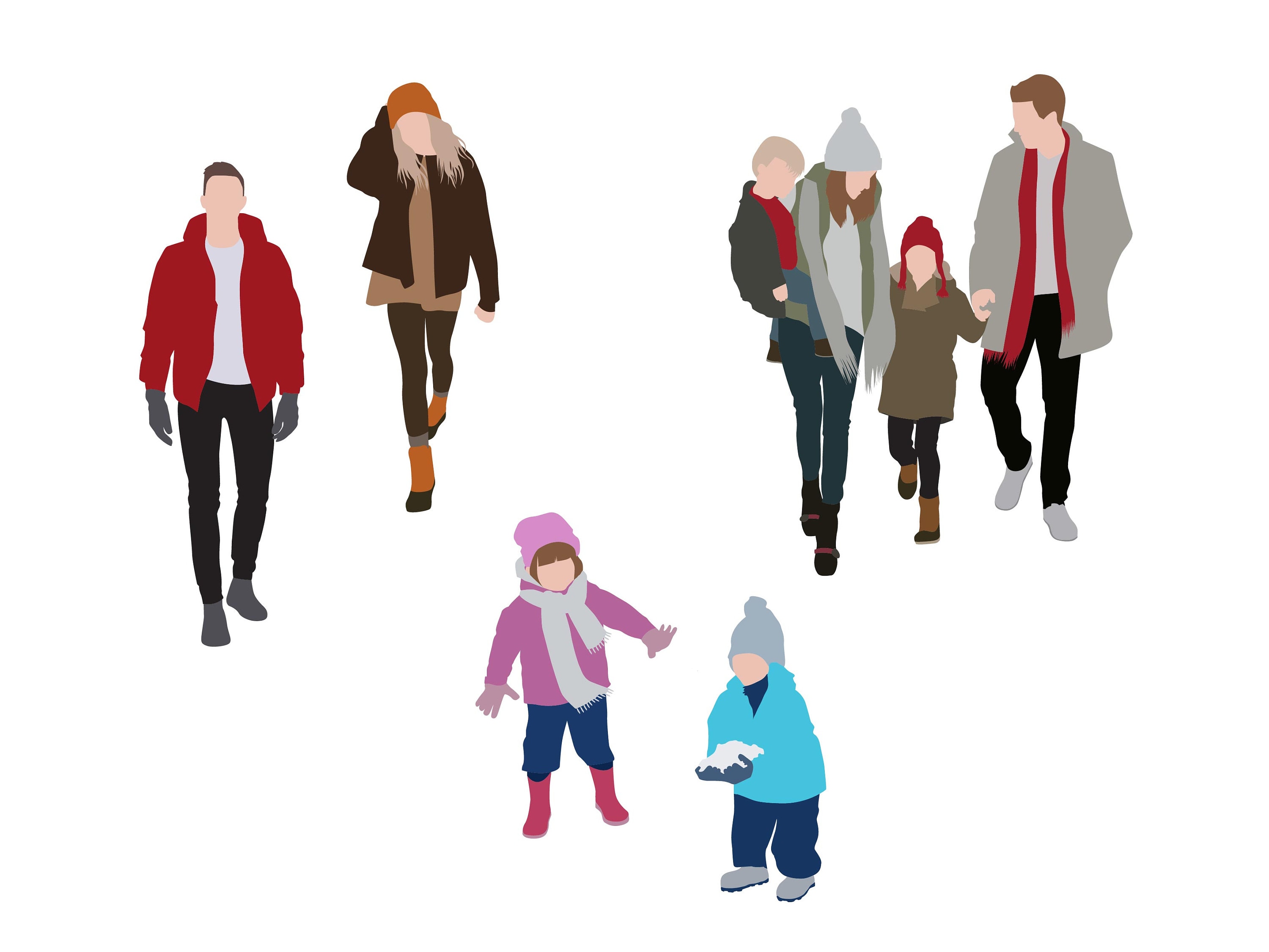 Flat Vector People Pack [winter Family] - Clipart AI EPS PNG Christmas ...