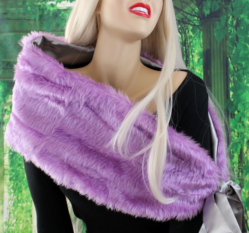 Lilac Faux Fur With Silver Satin Stole Wrap - Etsy