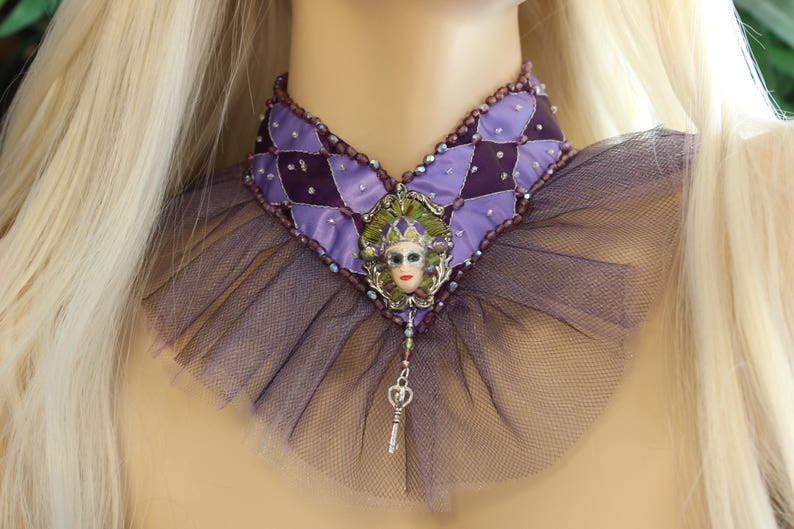 Violet Masquerade Venetian Ribbon Tutu Necklace - Etsy