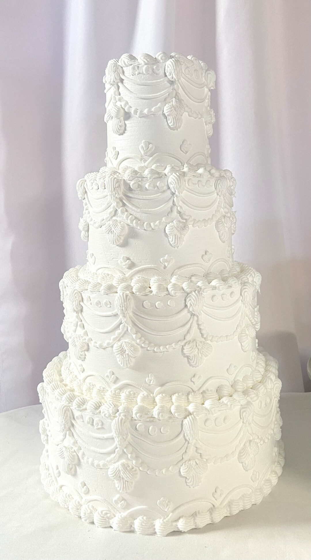 4 Tiered Fake Cake, White Fake Cake, White Faux Cake, 10 Inch Vintage ...