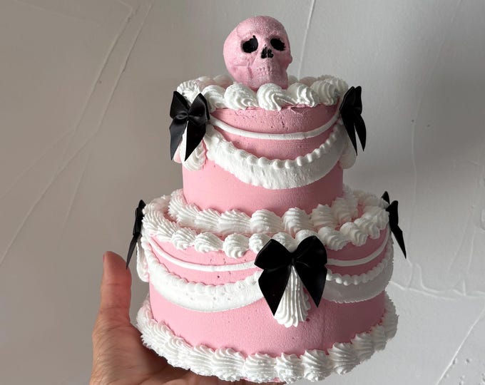 Pink Halloween Faux Cake: 2-tiered Skull Decor - Etsy