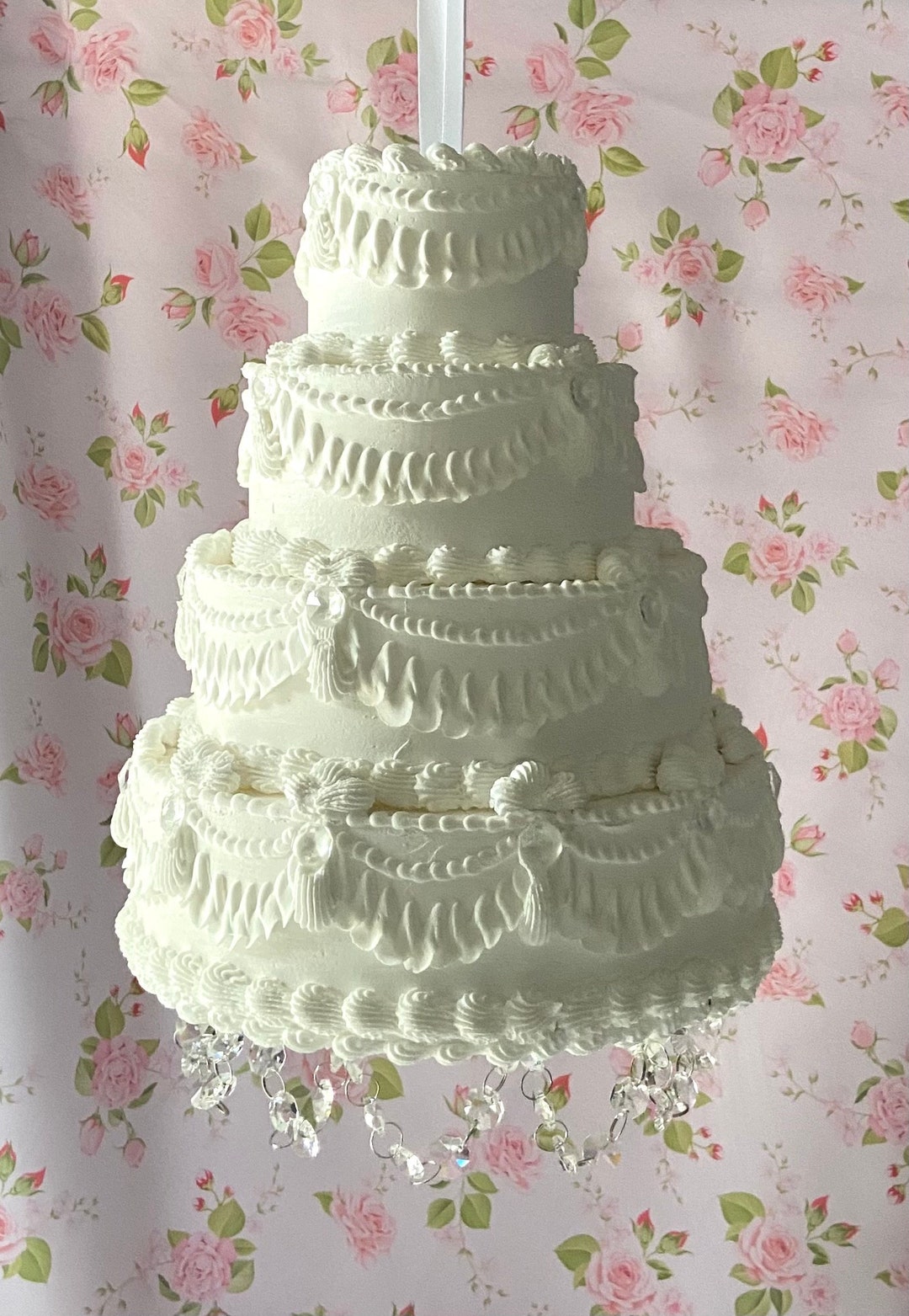 Hanging Fake Cake, Chandelier Cake, 4 Tiered White Faux Cake, Hanging ...