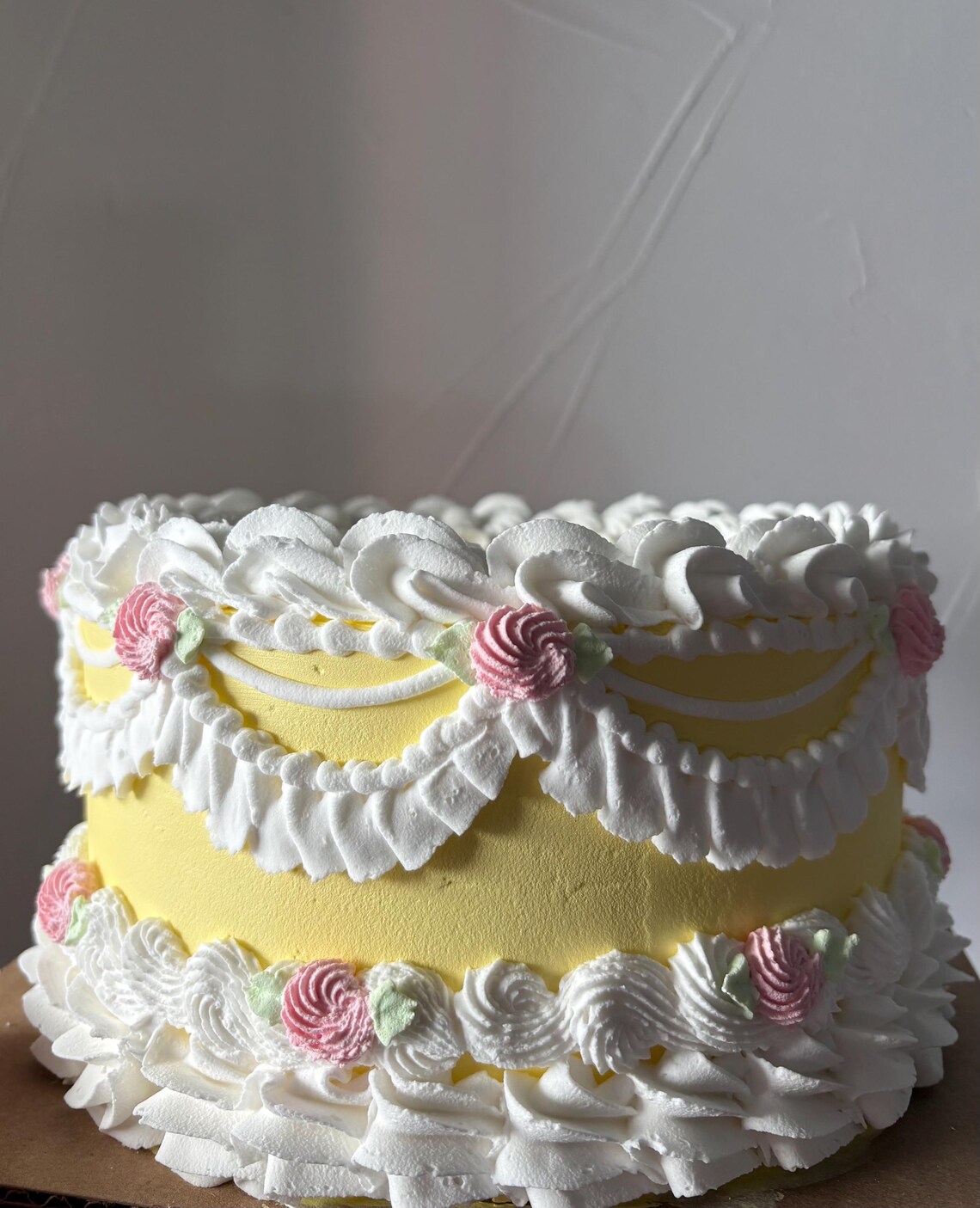 Yellow Fake Cake, White and Yellow Faux Cake, 8 Inch Cake, 5 Inches ...