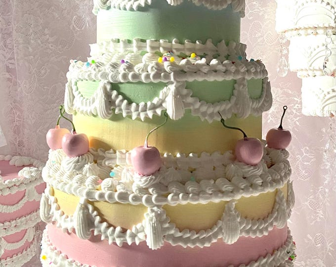 Hanging Fake Cake, Faux Wedding Cake, 5 Tiered White Faux Cake, 12 Inch ...