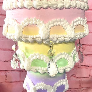 Rainbow Hanging Fake Cake, Upside Down Cake, 3 Tiered Pastel Faux Cake ...