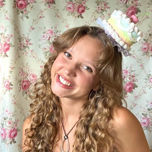 Fake Cake Headband , Rainbow Cake, Party Hat, 4 Inch Fake Cake Hat - Etsy