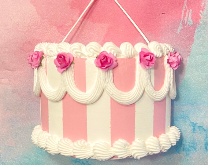 Pink Fake Cake, Bakery Wall Decorations, Pink and White Kitchen Wall ...