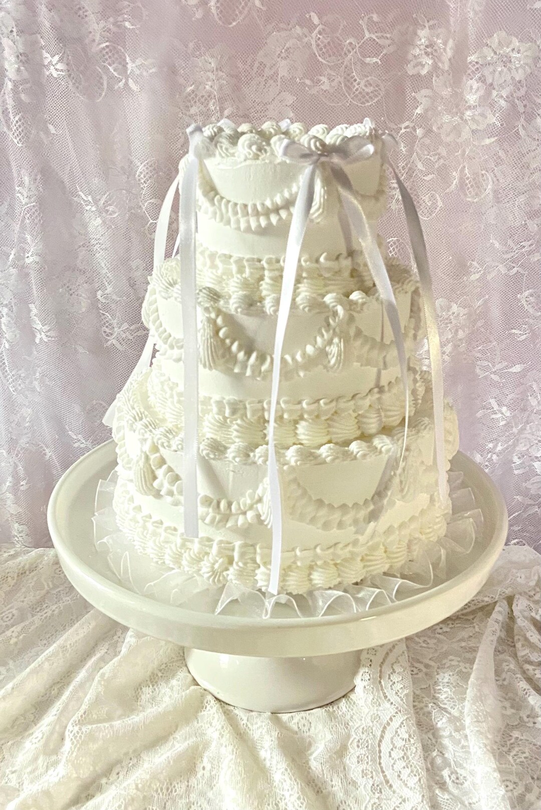 White Fake Cake, 3 Tiered Faux Cake, White Cake, 8 Inch Faux Cake, 9 ...