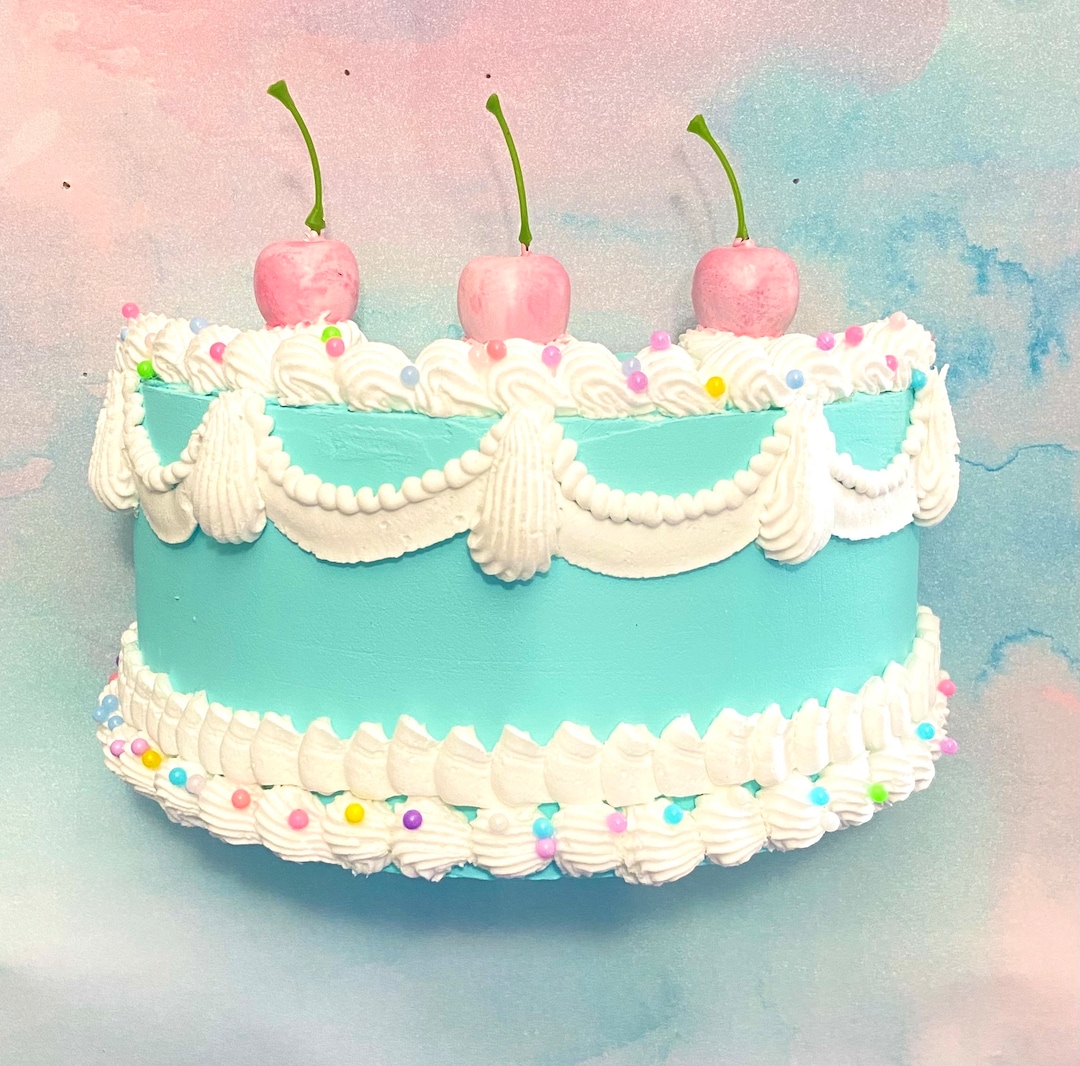 Half Fake Cake, Blue Fake Cake, Wall Decorations, 8 Inch Cake Wall ...