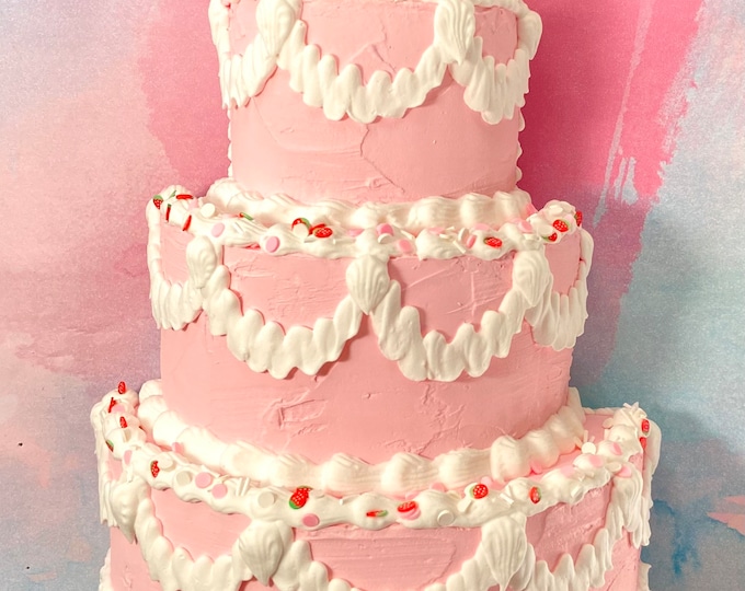 Pink Fake Cake, Three Tiered Fake Cake, Wall Hanging, Wall Decorations ...