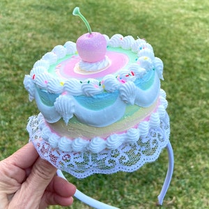 Fake Cake Headband , Rainbow Cake, Party Hat, 4 Inch Fake Cake Hat - Etsy