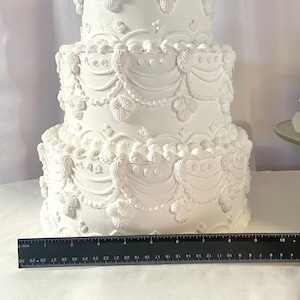 4 Tiered Fake Cake, White Fake Cake, White Faux Cake, 10 Inch Vintage ...