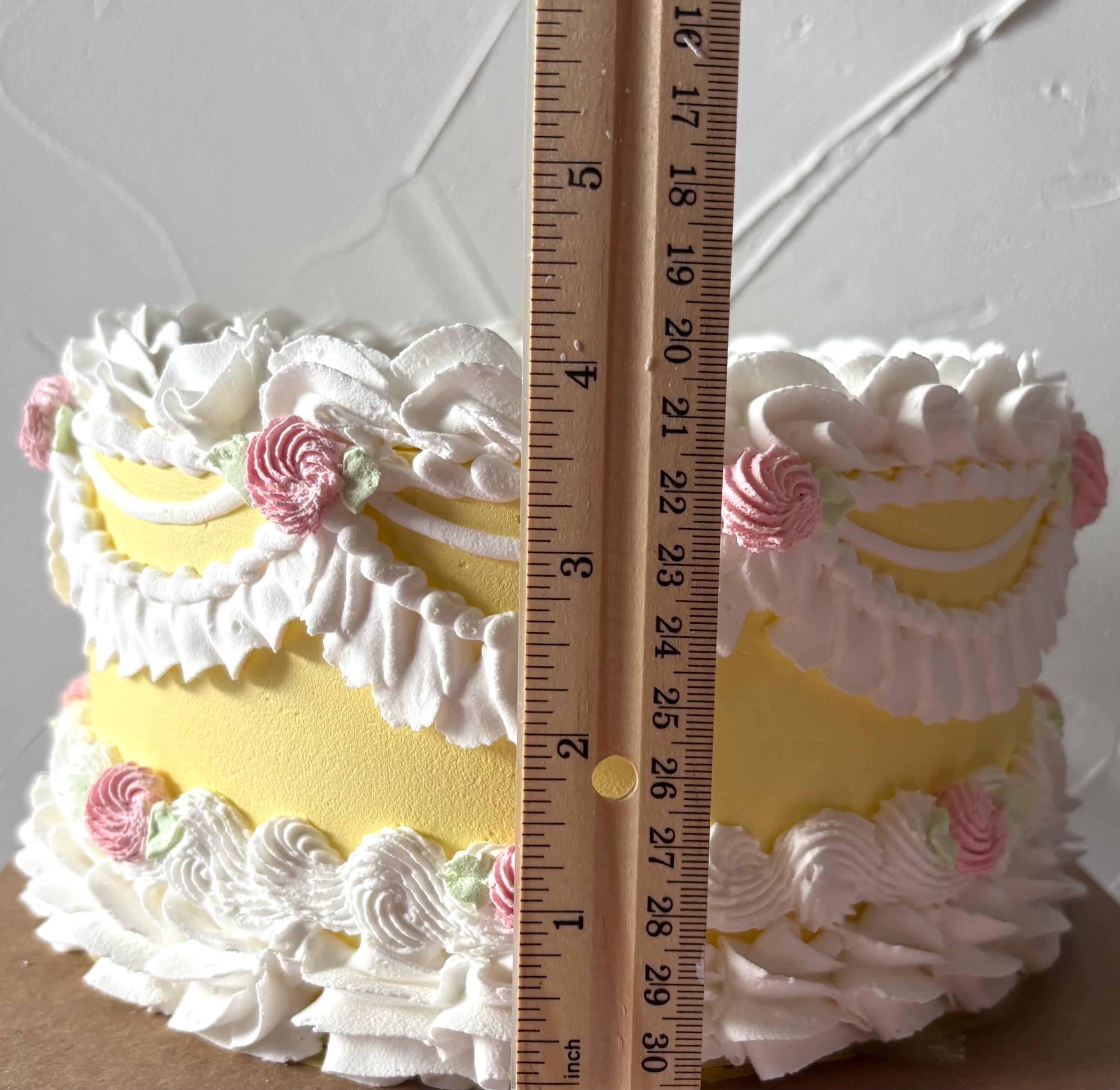 Yellow Fake Cake, White and Yellow Faux Cake, 8 Inch Cake, 5 Inches ...