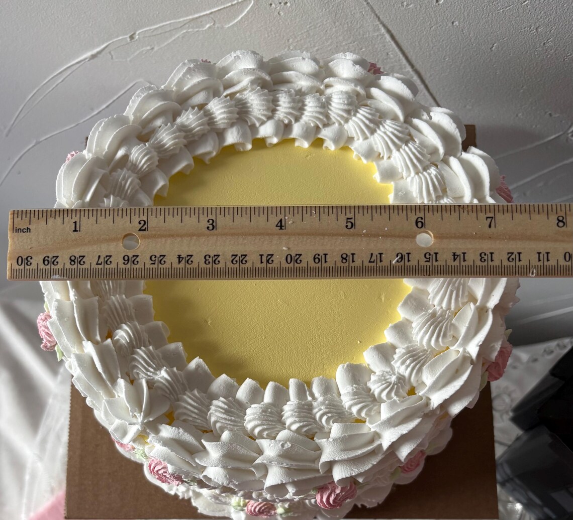Yellow Fake Cake, White and Yellow Faux Cake, 8 Inch Cake, 5 Inches ...