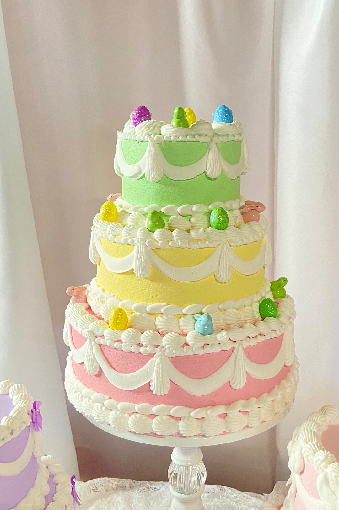 Rainbow Colored Fake Cake, 3 Tiered Faux Cake, 10 Inch Tall Easter Cake ...