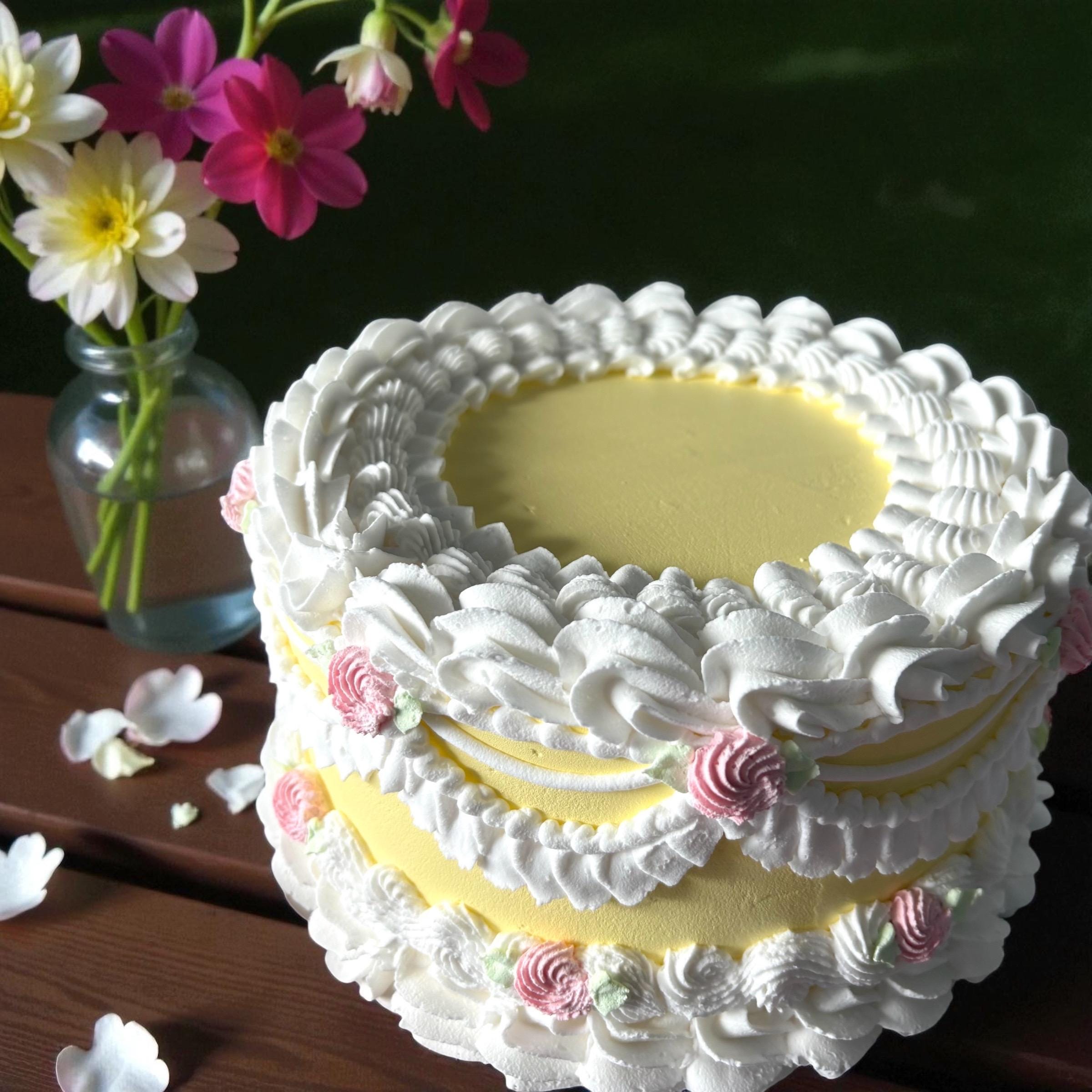 Yellow Fake Cake, White and Yellow Faux Cake, 8 Inch Cake, 5 Inches ...