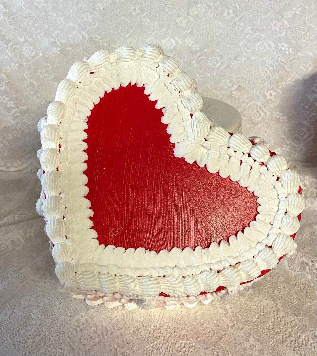Red Fake Heart Cake, Red and White Faux Cake, Christmas Decorations, 9 ...