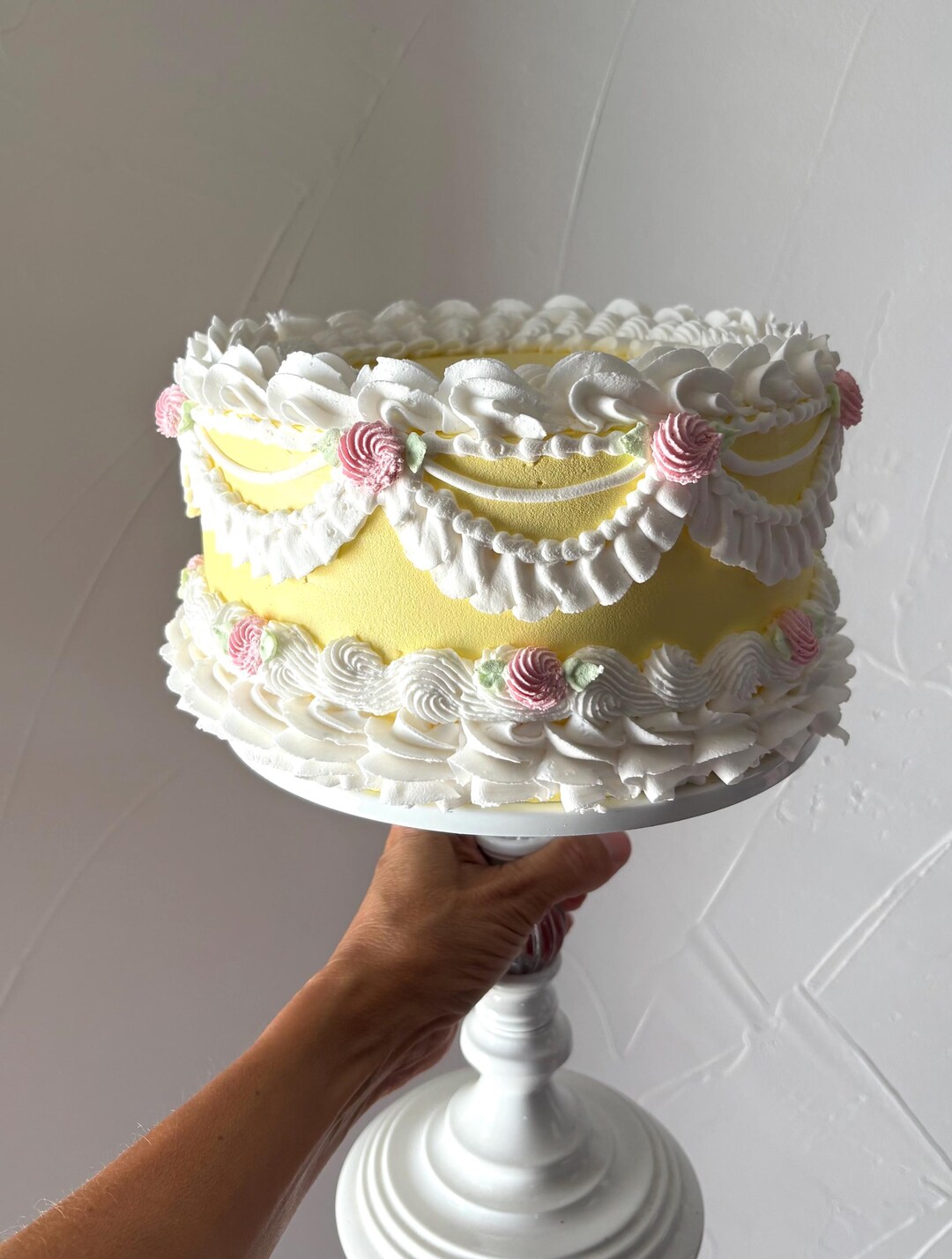 Yellow Fake Cake, White and Yellow Faux Cake, 8 Inch Cake, 5 Inches ...