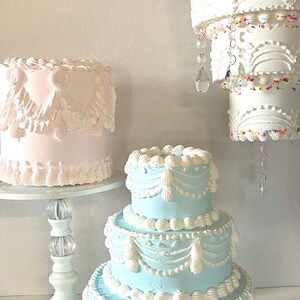 Hanging Fake Cake, Upside Down Cake, 3 Tiered White Faux Cake, Pink ...