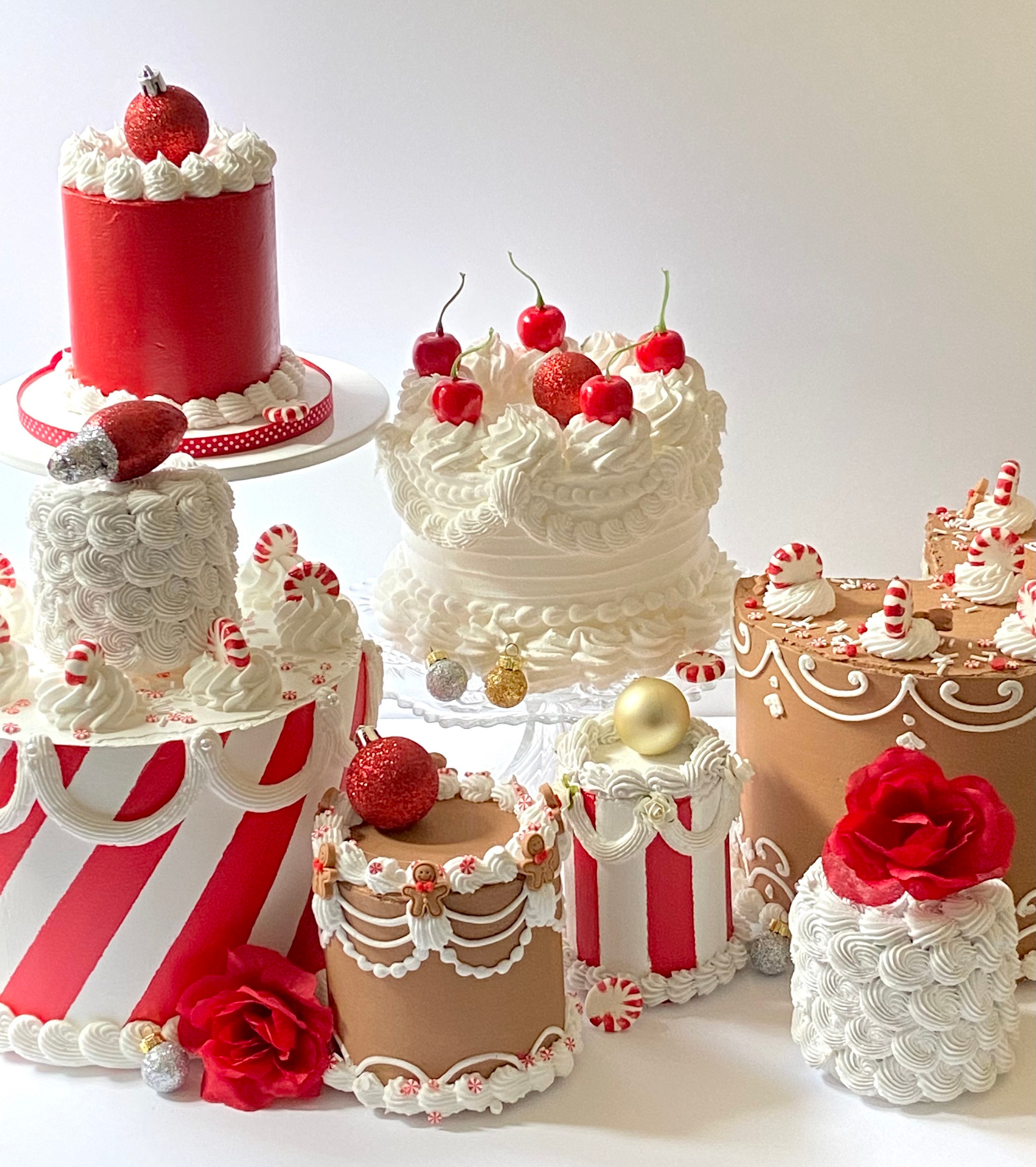 Peppermint Fake Cake 8 Inch Faux Cake Red and White Striped - Etsy