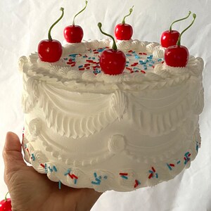 Fake Red, White and Blue Cake, 8.5 Inch Fake Cake, Faux Food, Blue and ...